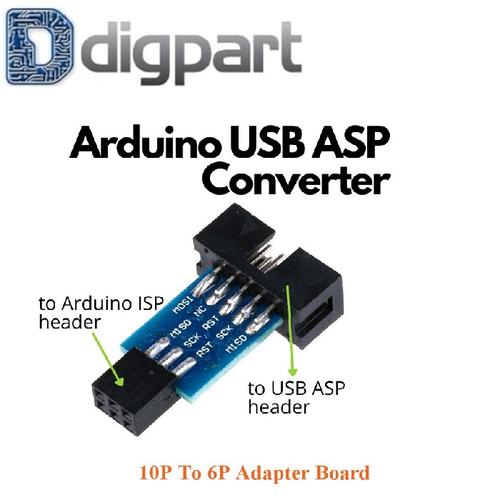 Jual AVRISP USBASP ISP Converter 10P to 6P Burn Bootloader Adapter 10 6 ...