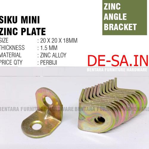 Jual 2CM SIKU L MINI - BRAKET SIKU ZINC PLATED 20 x 20 x 18MM - Steel ...