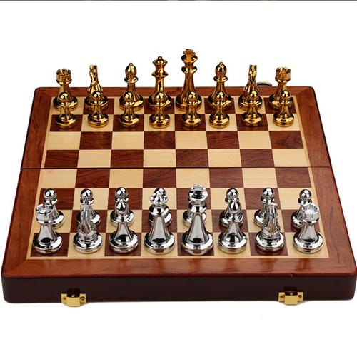 Jual Set Catur Logam 32 Pcs Catur Logam Dengan Papan Catur Kayu ...