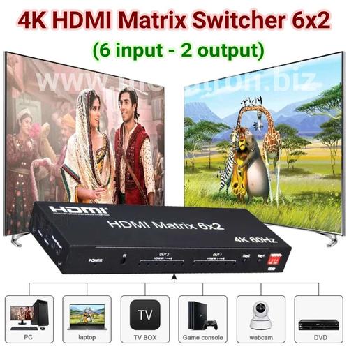 Jual 4K HDMI Matrix Switcher 6x2 (6-input & 2-output)-wirh Audio ...