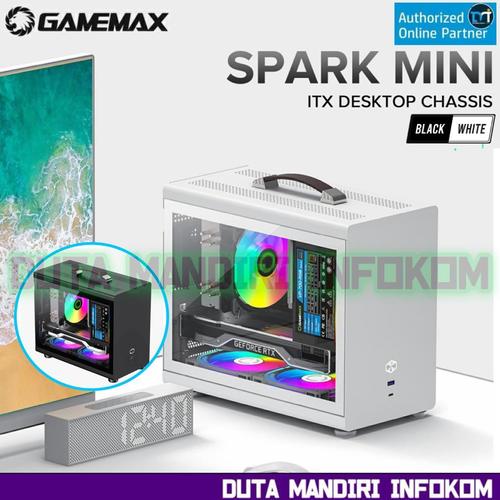 Promo GameMax Spark Mini - Tempered Glass Compact Mini ITX Gaming Case - White Edition Cicil 0% ...