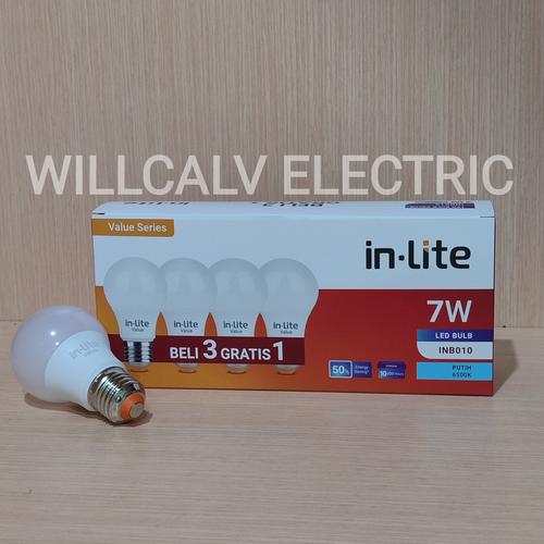 Jual Lampu led paket Inlite In-Lite 7W Pack 3 free 1 E27 6500K cahaya ...