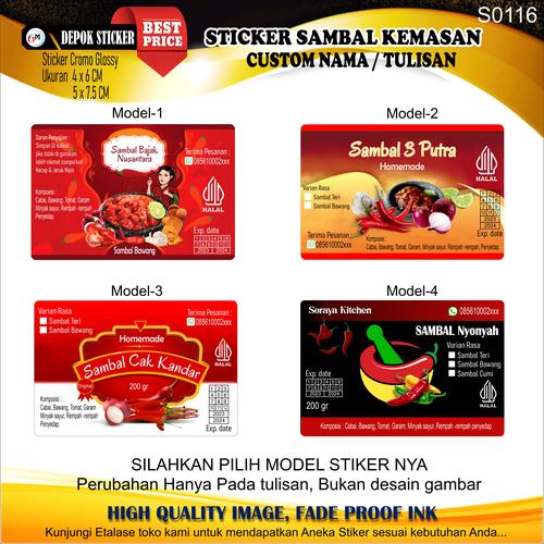 Jual Stiker Sambal Botol Kemasan CUSTOM NAMA - T4x6 CM, Model 5 - Kota ...