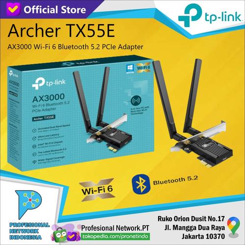Promo TP-LINK Archer TX55E AX3000 Wi-Fi 6 Bluetooth 5.2 PCIe Adapter ...