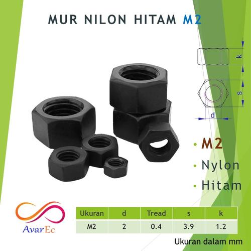 Jual Mur Nylon M2 Hitam Pilar Spacer PCB Standoff Nut M2 Nilon Stand ...