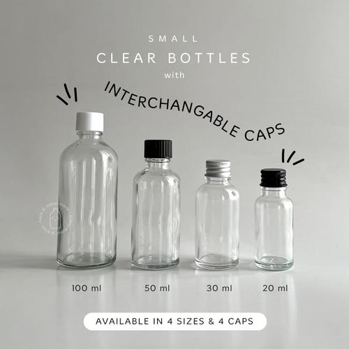 Jual Botol kaca bening 50 & 100ml - aluminium cap + inner plastic ...