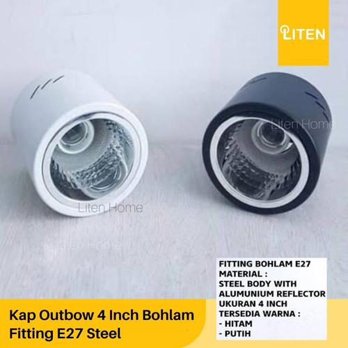 Jual Kap Lampu Downlight Outbow 4 inch 4" Bohlam LED 7w 12w Fitting E27 OB - Hitam - Jakarta ...