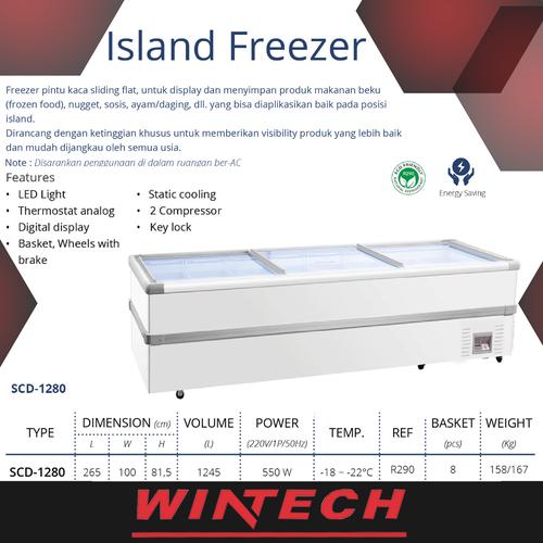 Jual Gea SCD-1280 Island Freezer - Freezer Pembeku Pintu Kaca Datar ...