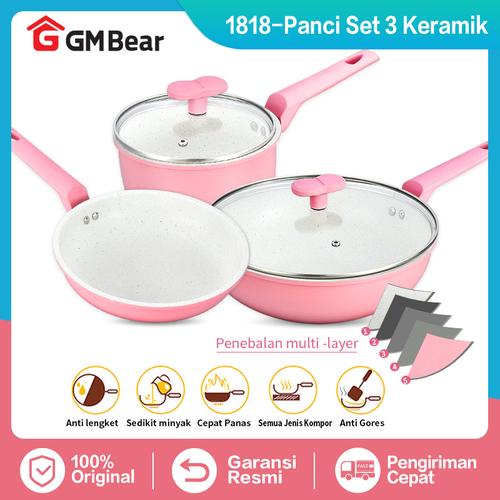 Promo GM Bear Panci Set Keramik 1818 - Luversa Panci Ceramic Set 3pcs ...