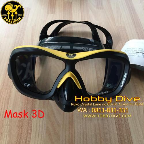Jual Poseidon Mask 3D Black Yellow 8700-BKBY Scuba Diving Alat Diving ...