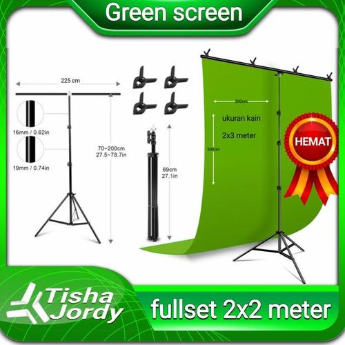 Jual Greenscreen Fullset Chroma Key Green Screen Studio Backdrop ...