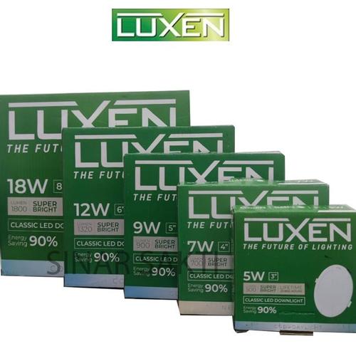Jual LUXEN Lampu Downlight LED 5w 7w 9w 12w 18w Downlight Panel Bulat ...