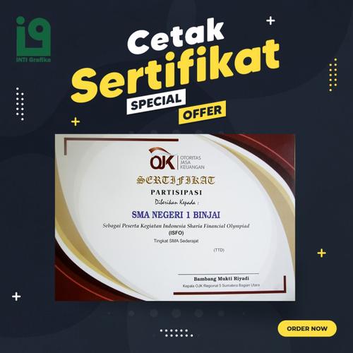 Jual Cetak Print Sertifikat/Piagam Penghargaan Ukuran A4 - Non Poly ...
