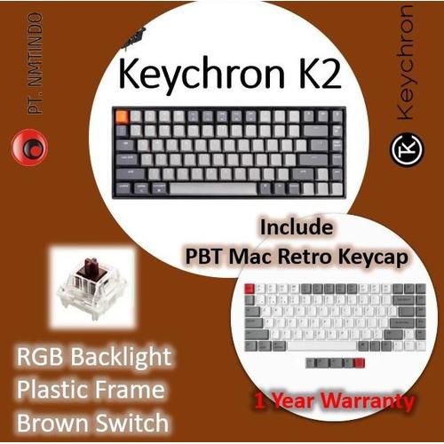 Jual Keychron K2 Brown Switch RGB Backlight Plastic + PBT Keycap Mac ...