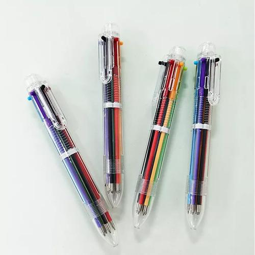 Jual Pulpen 6 warna transparan pena ballpoint pen six in one colour ...