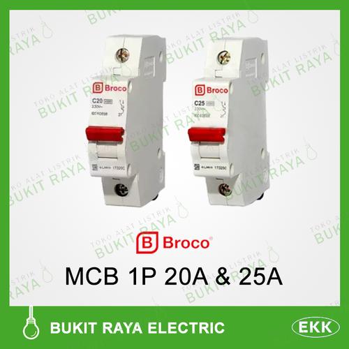 Jual Broco MCB 1P 20A dan 25A 17320C & 17325C 20 25 Ampere Merah 1 Phase - 20A - Kota ...