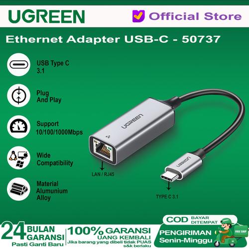 Jual Ugreen USB C to RJ45 2.5G 2500mbps Gigabit Ethernet LAN Adapter ...
