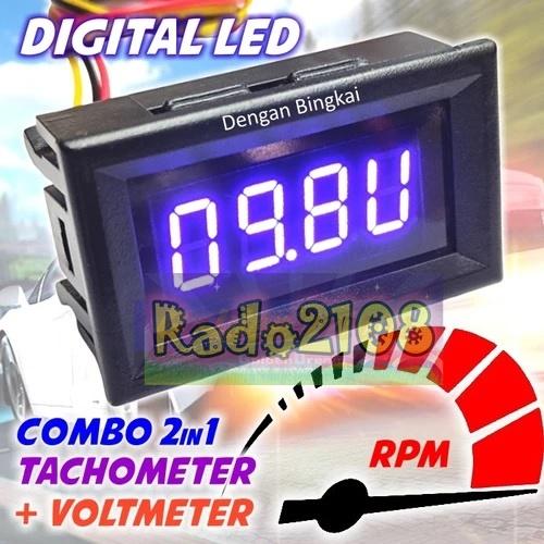 Jual PLUS Frame Tachometer Voltmeter Multi 2in1 RPM Volt Meter Tacho ...