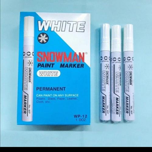 Jual spidol putih permanent snowman paint marker WP-12 ( isi 12 pcs ...