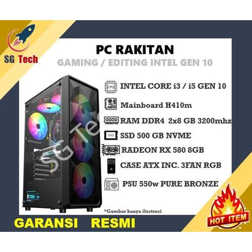 Jual PC RAKITAN KOMPUTER INTEL I3 I5 GEN 10 RAM 16GB SSD 500GB RX 580 ...