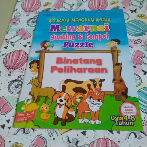 Jual Buku asyiknya Mengenal Angka mewarnai gunting tempel puzzle - Kab ...
