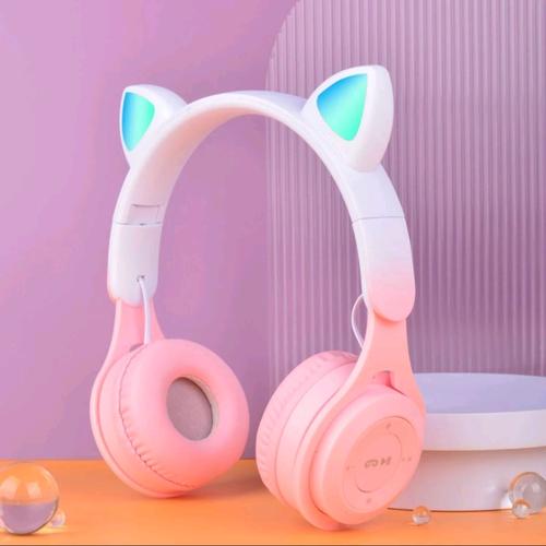 Jual Headphone Bluetooth Headset Cat Ear Telinga 2 Warna Pink Lucu Cute ...