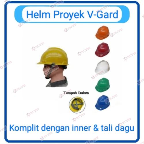 Jual Helm safety Helm proyek V-gard safety helmet komplit inner + tali ...