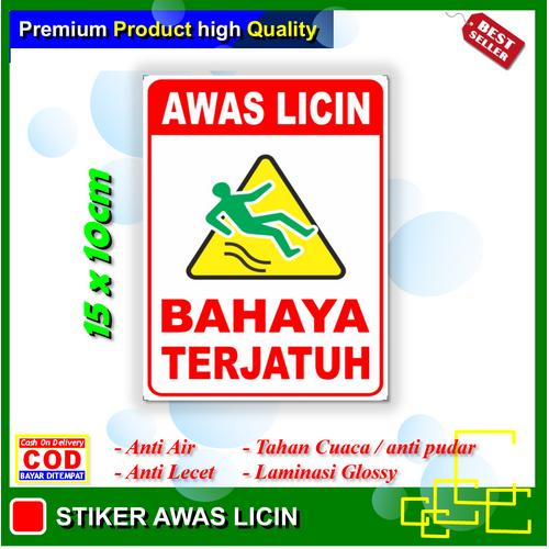 Jual Stiker awas lantai licin sticker bahaya terjatuh basah keselamatan ...