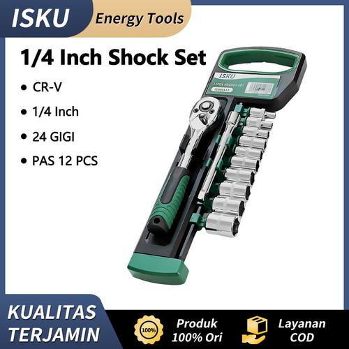 Promo Isku Kunci Shock Set 12pcs/1/4 Original Mata Kunci Shock Set ...