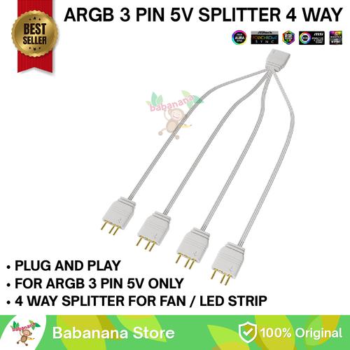 Jual ARGB 3PIN 5V 4 WAY SPLITTER CABLE KABEL CABANG HUB LED STRIP FAN ...
