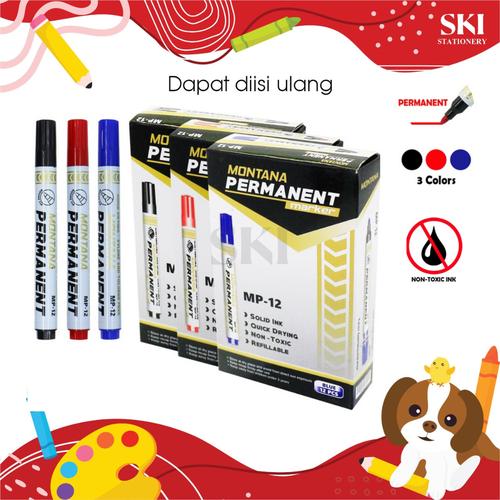 Jual Spidol Permanent / Spidol Papan Tulis Montana isi 12 pcs - Hitam ...