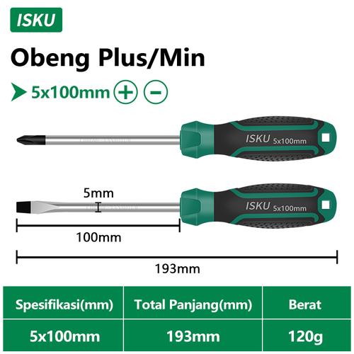 Jual ISKU Obeng Set Screwdriver Set/Obeng Plus Minus Magnet 2-in-1 - 5 ...