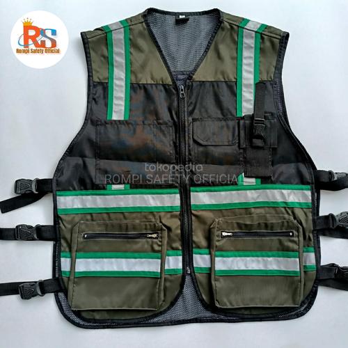 Jual ROMPI SAFETY HIJAU ARMY KOMBINASI HITAM SCHOTLITE 3M/ROMPI PROYEK ...