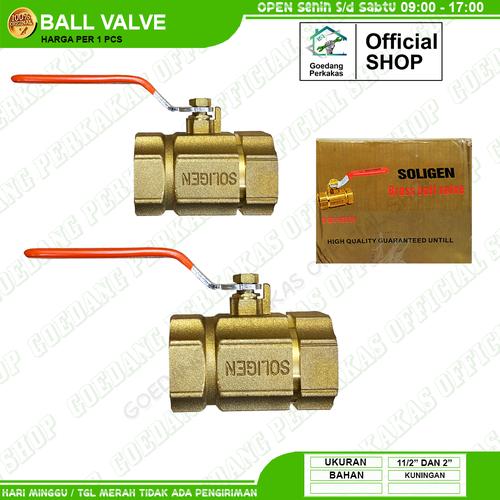 Jual Ball Valve Kuningan Soligen 11/2 Inch Stop Keran Drat Dalam Engkol ...