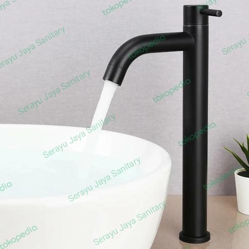 Jual Kran Wastafel Tinggi Black Stainless/Kran Wastafel hitam stainless ...
