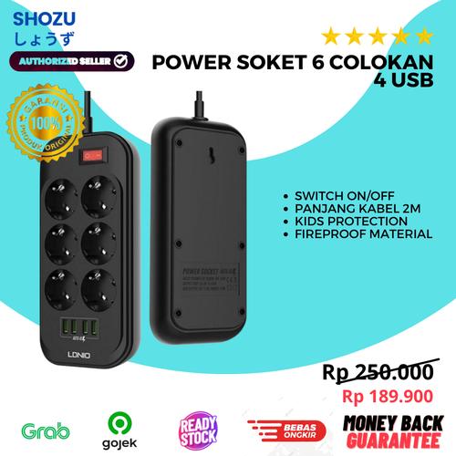 Jual Stop Kontak 6 Lubang 4 USB Colokan Listrik Power Strip - Jakarta Barat - Shozu Shopping ...