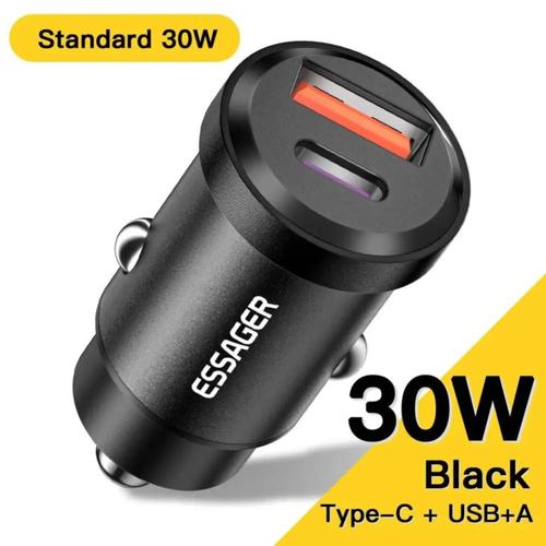 Jual Essager Adaptor Charger Cas Mobil Mini Type C USB A + USB C Fast ...