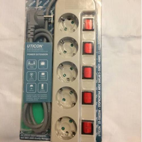 Jual Stop Kontak Uticon 6 Lubang Saklar On Off 1.5 Meter 2 3 4 5 + Kabel - 5 Lubang - Jakarta ...