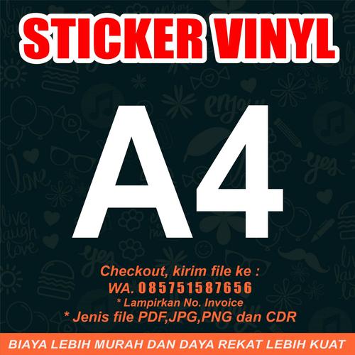 Jual Cetak Sticker / Stiker Vinyl A4 Tahan Air - Non Cutting - Kota ...