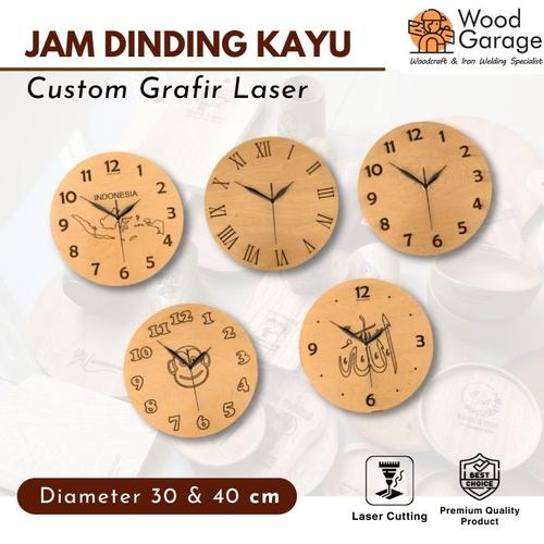 Jual Jam Dinding Kayu Custom Grafir 30 & 40 cm - Angka, Diameter 30cm ...