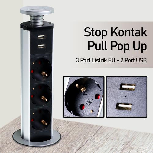 Jual Stop kontak meja meeting tanam 3 4 6 socket power 2 usb pull pop ...
