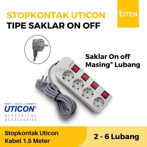 Jual Stop Kontak Uticon 6 Lubang Saklar On Off 1.5 Meter 2 3 4 5 + Kabel - 6 Lubang - Jakarta ...