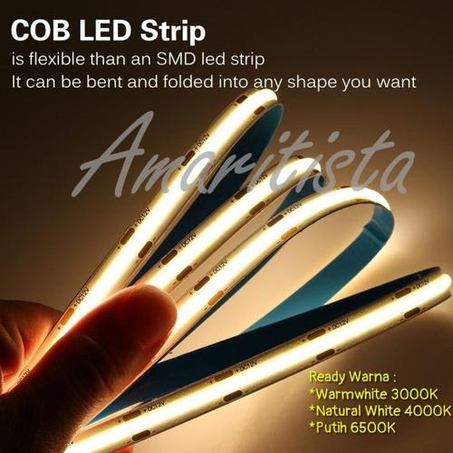 Jual LED Strip COB Dotless DC 12V 5meter 352led /meter Strip Light COB IP20 - Putih White - Kab ...