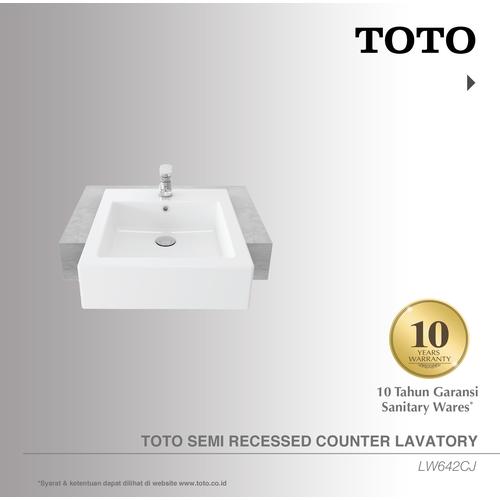 Promo TOTO Semi Recessed Counter Lavatory 1 Tap Hole / Wastafel LW642CJ ...