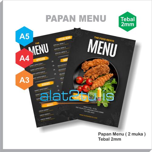 Jual Print Vinyl | Cetak Papan Board Daftar Menu A3 | A4 | A5 | 2 muka ...