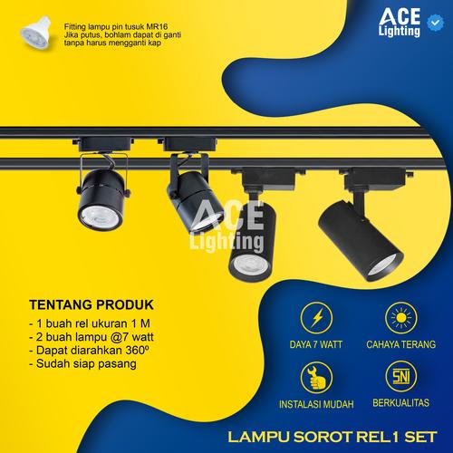 Jual Lampu sorot rel 1 set isi 2+ Rel tracklight spotlight rel lampu ...