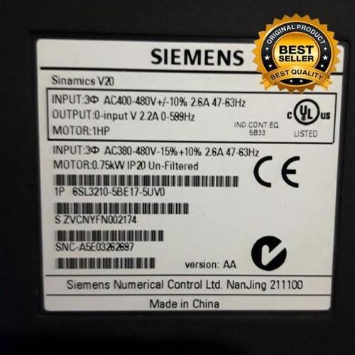 Jual Inverter Siemens Sinamics V20 0.75Kw 400-480V 3Ph Original Best ...
