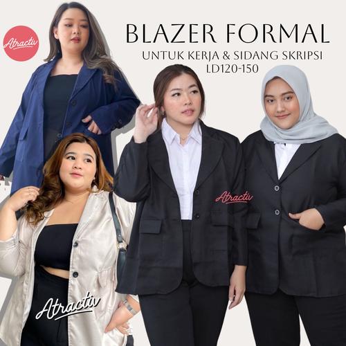 Jual Blazer Hitam Jumbo Wanita XXL XXXL Blazer Formal Jumbo Blazer ...
