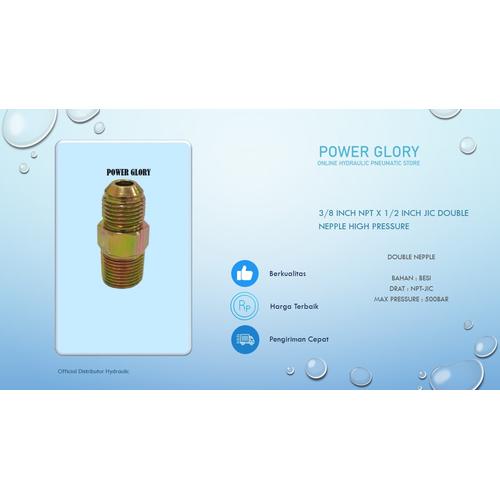 Jual 3/8"NPT X 1/2"JIC DOUBLE NEPPLE HIGH PRESSURE / DOUBLE NEPEL ...