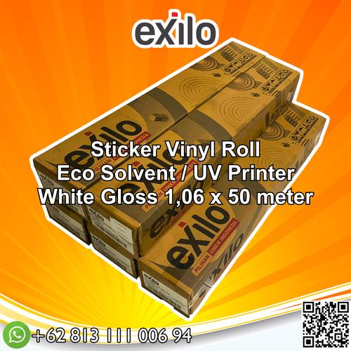 Jual EXILO Sticker Vinyl Roll White Gloss Eco Solvent UV Print L1.06m P ...